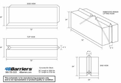 Concrete Bin Block | | 48 Barriers | Stackable Concrete Blocks